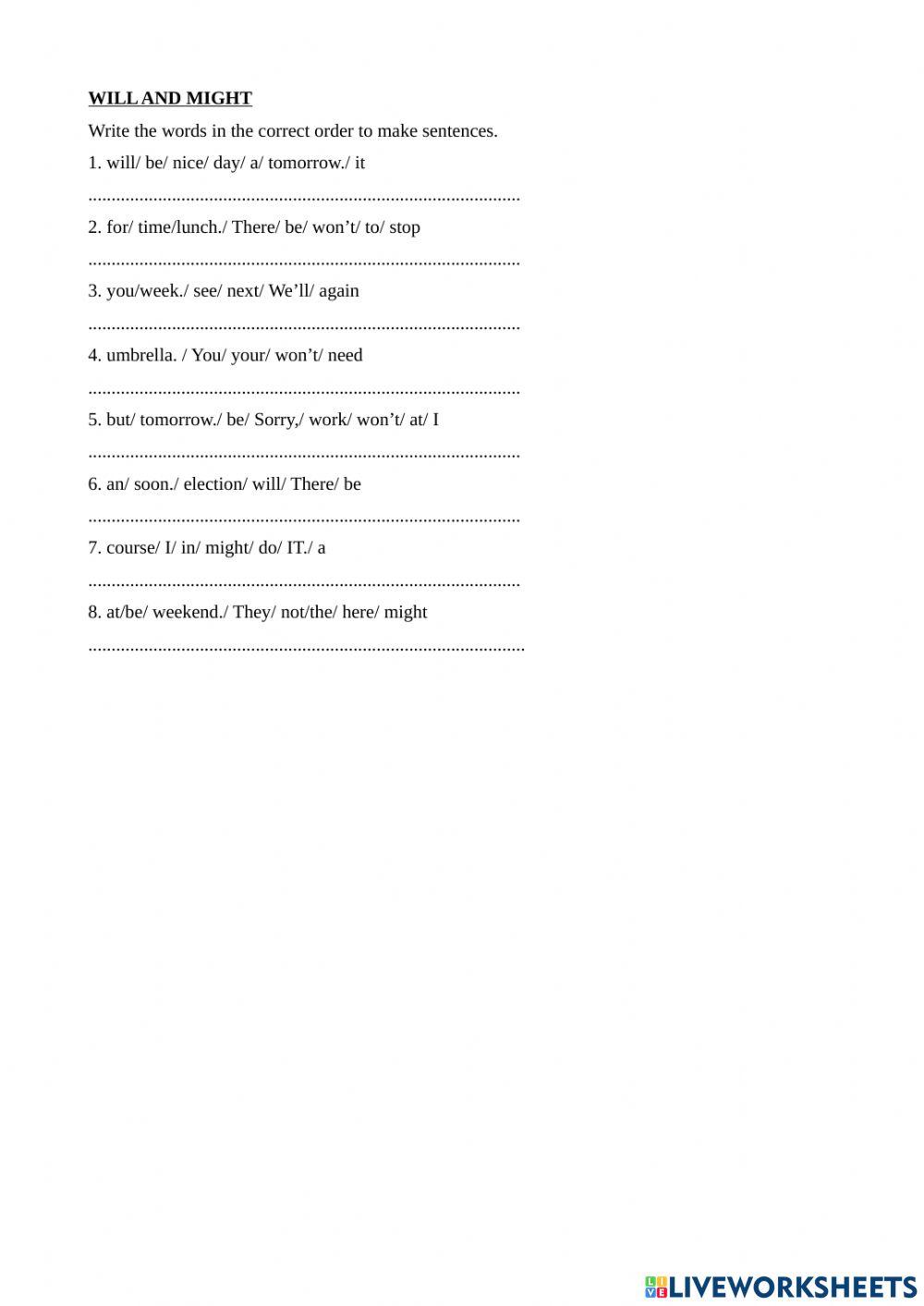 Might-Will worksheet | Live Worksheets
