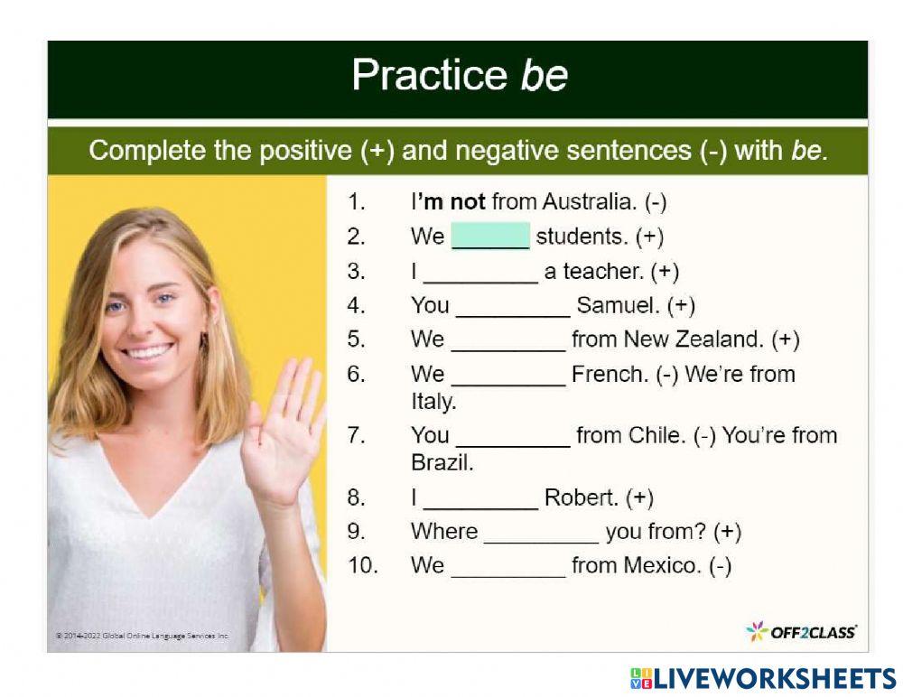 Practice be worksheet | Live Worksheets