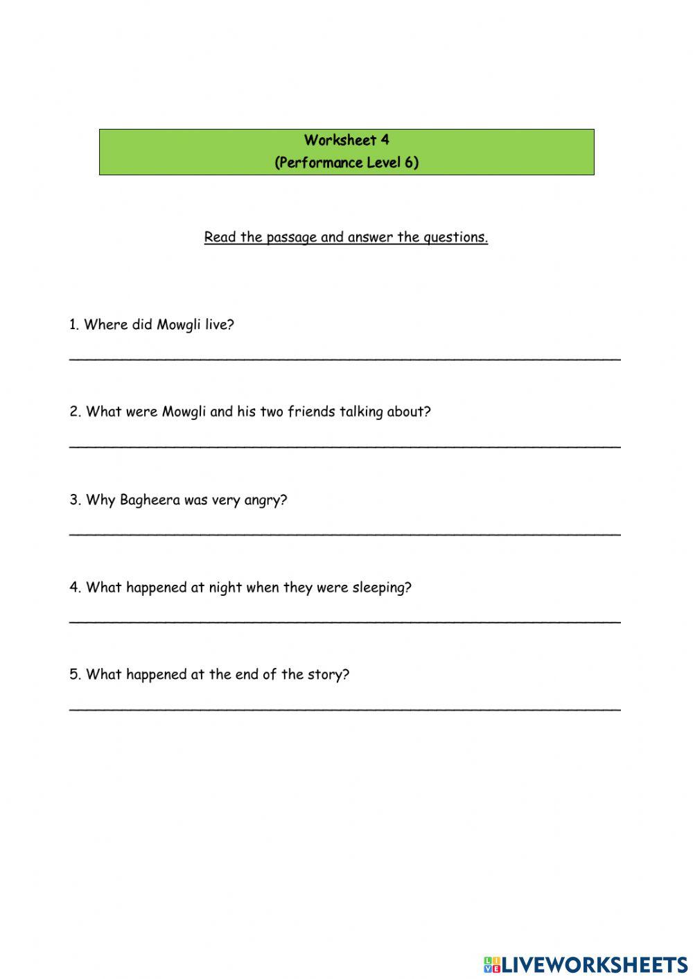 Year 4 - module 6 (PL 6) worksheet | Live Worksheets
