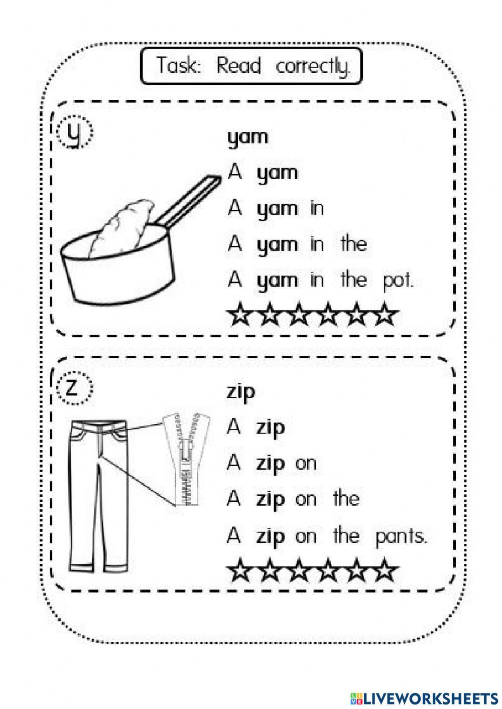 Sentence Reading Practice worksheet | Live Worksheets