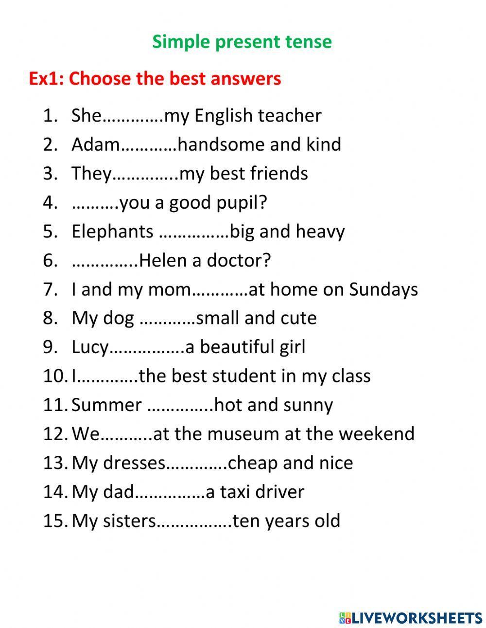 Simple present … | Free Interactive Worksheets | 2114360