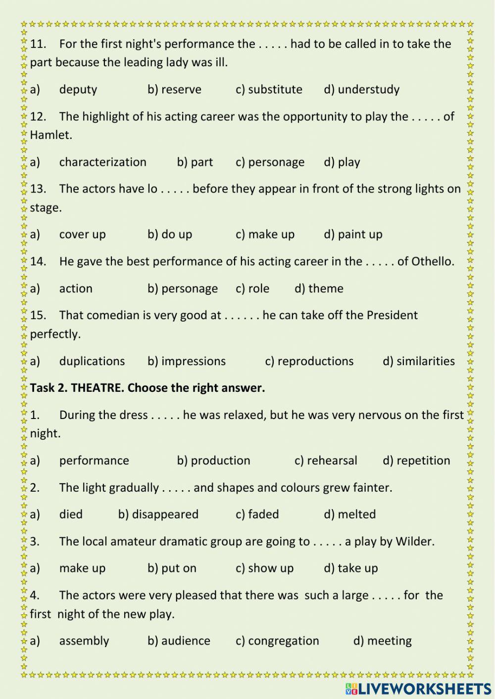Actors | Free Interactive Worksheets | 2114432