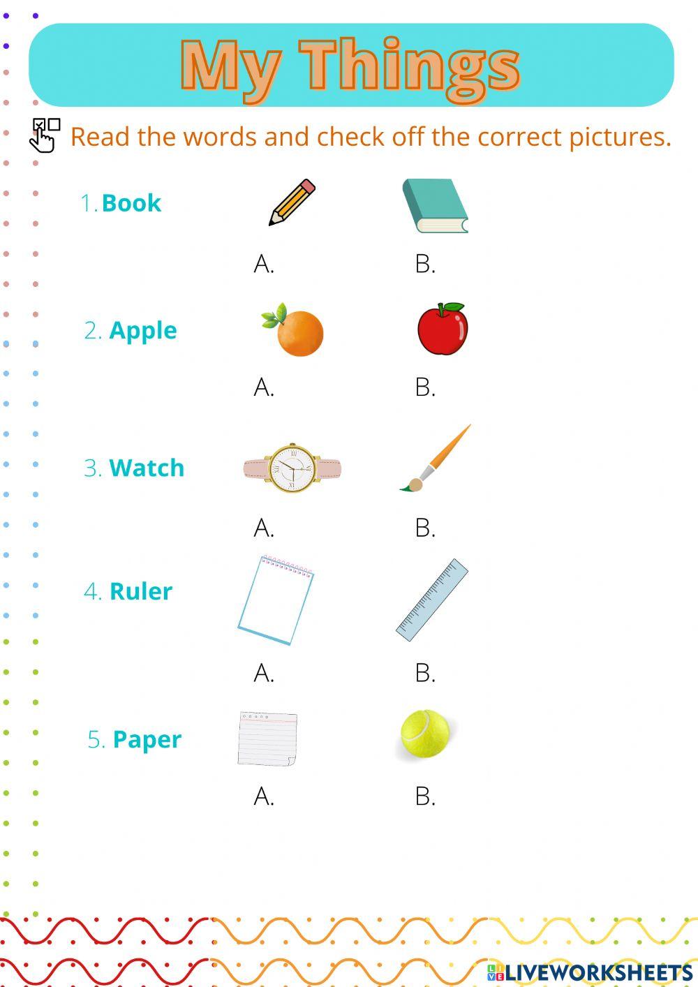 My Things | Abi_Jireh | Live Worksheets