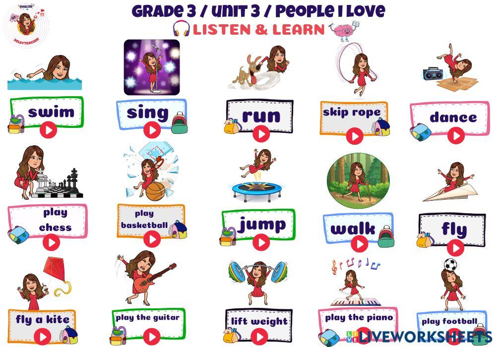 3th grade unıt 3 people I love words ability worksheet | Live Worksheets