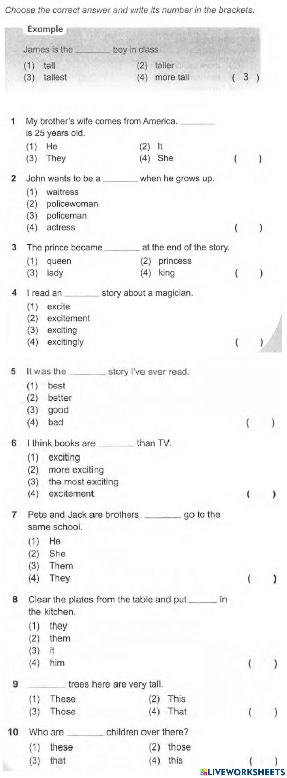 Review online exercise for Elementry | Live Worksheets