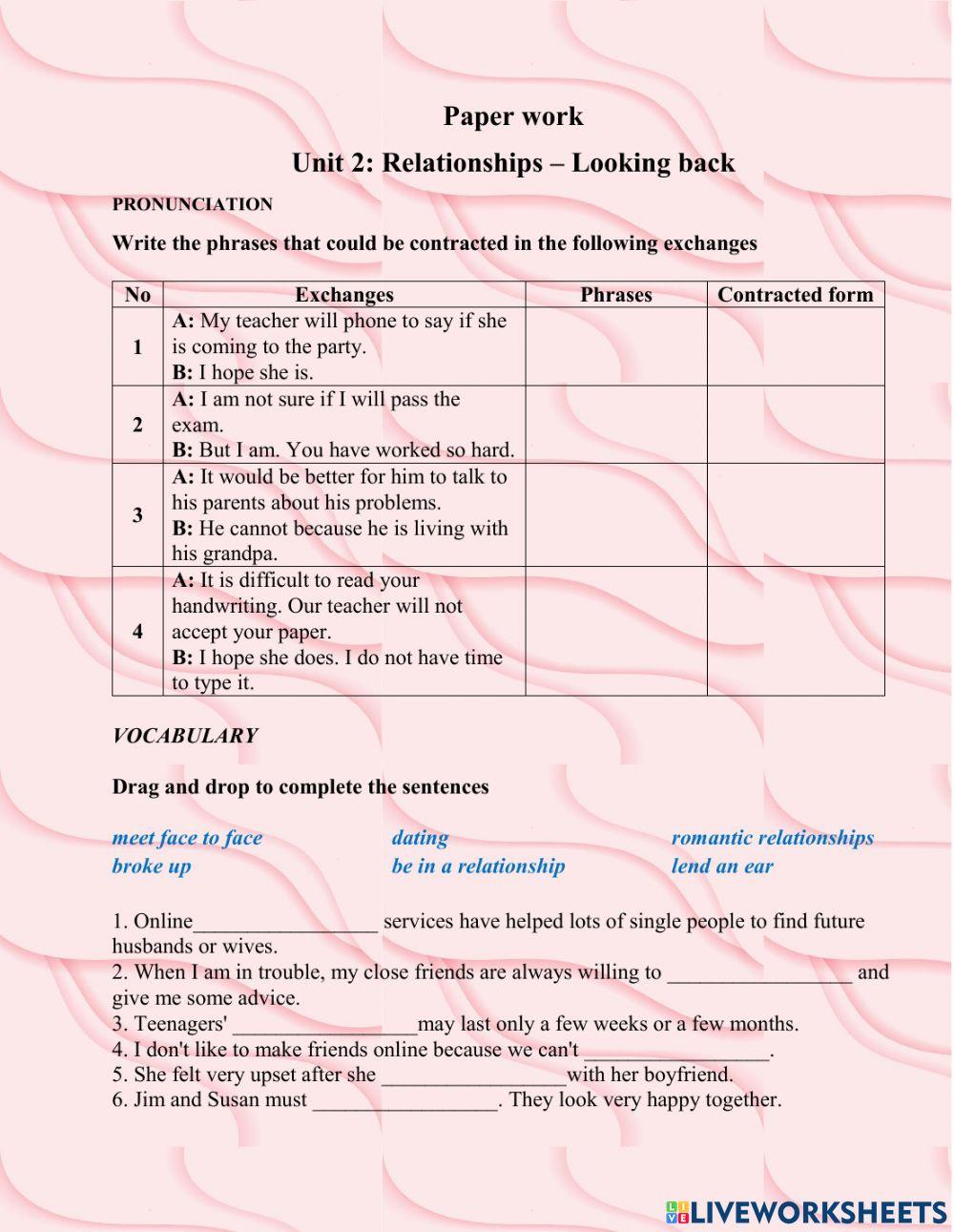 Unit 2: Looking back 2115561 | huytranclc | Live