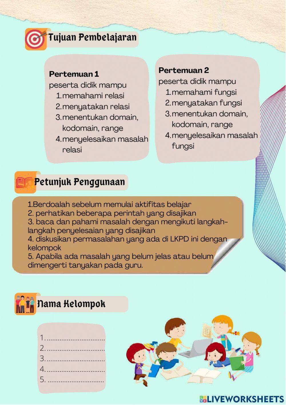 LKPD Relasi dan… | Free Interactive Worksheets | 2115649