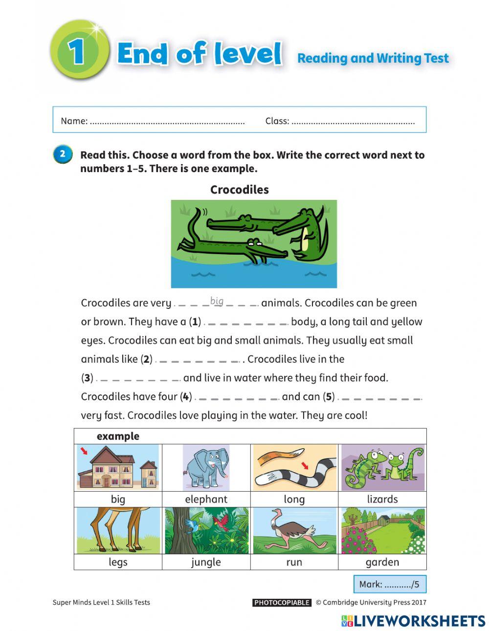 SUPER MIND 1 - end of level test online exercise for | Live Worksheets