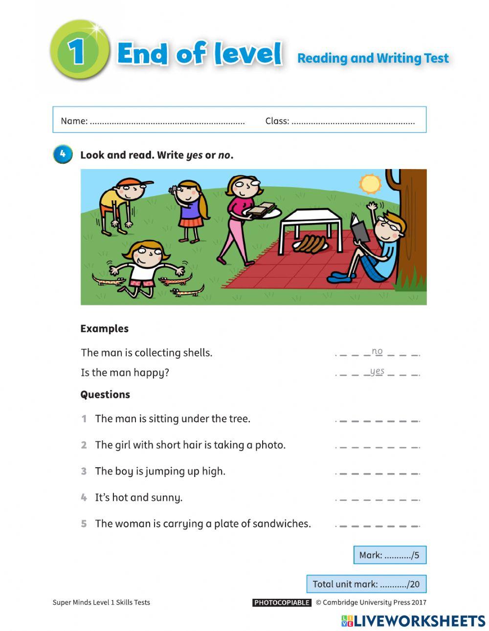 SUPER MIND 1 - end of level test online exercise for | Live Worksheets