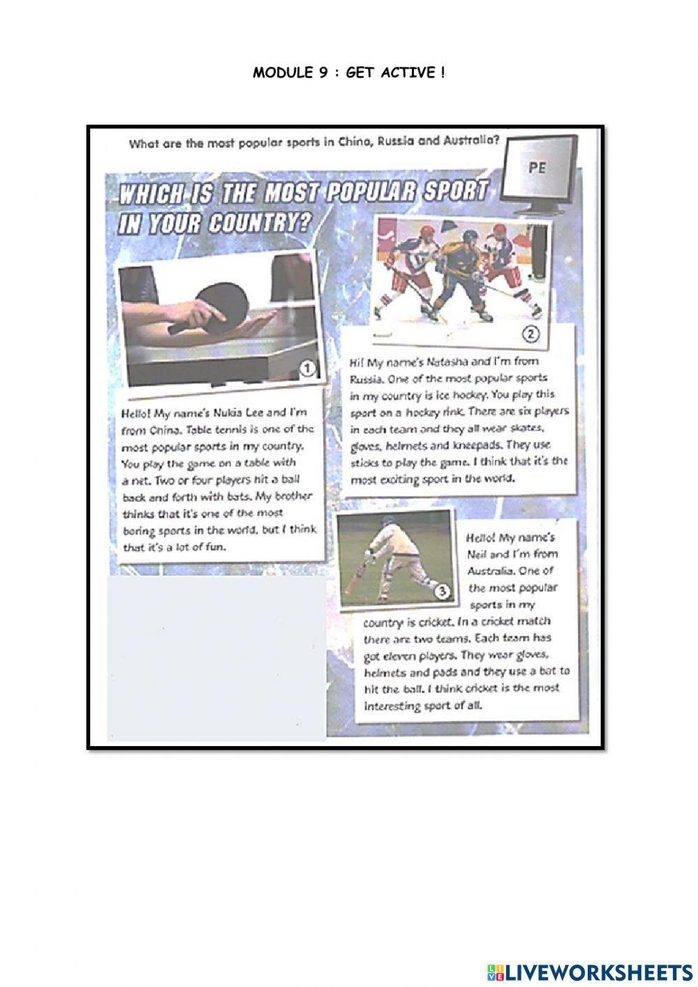 Year 4 Module 9 Get Active! (TP4) worksheet | Live Worksheets