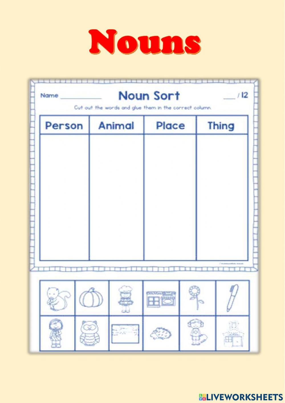 Nouns online exercise for BASIC | Live Worksheets