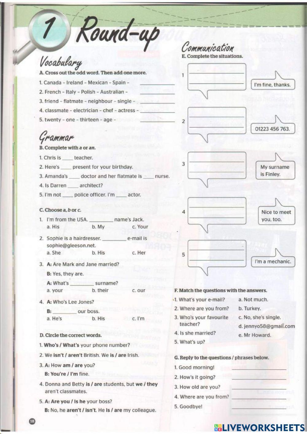 Round up activity for beginner | Live Worksheets