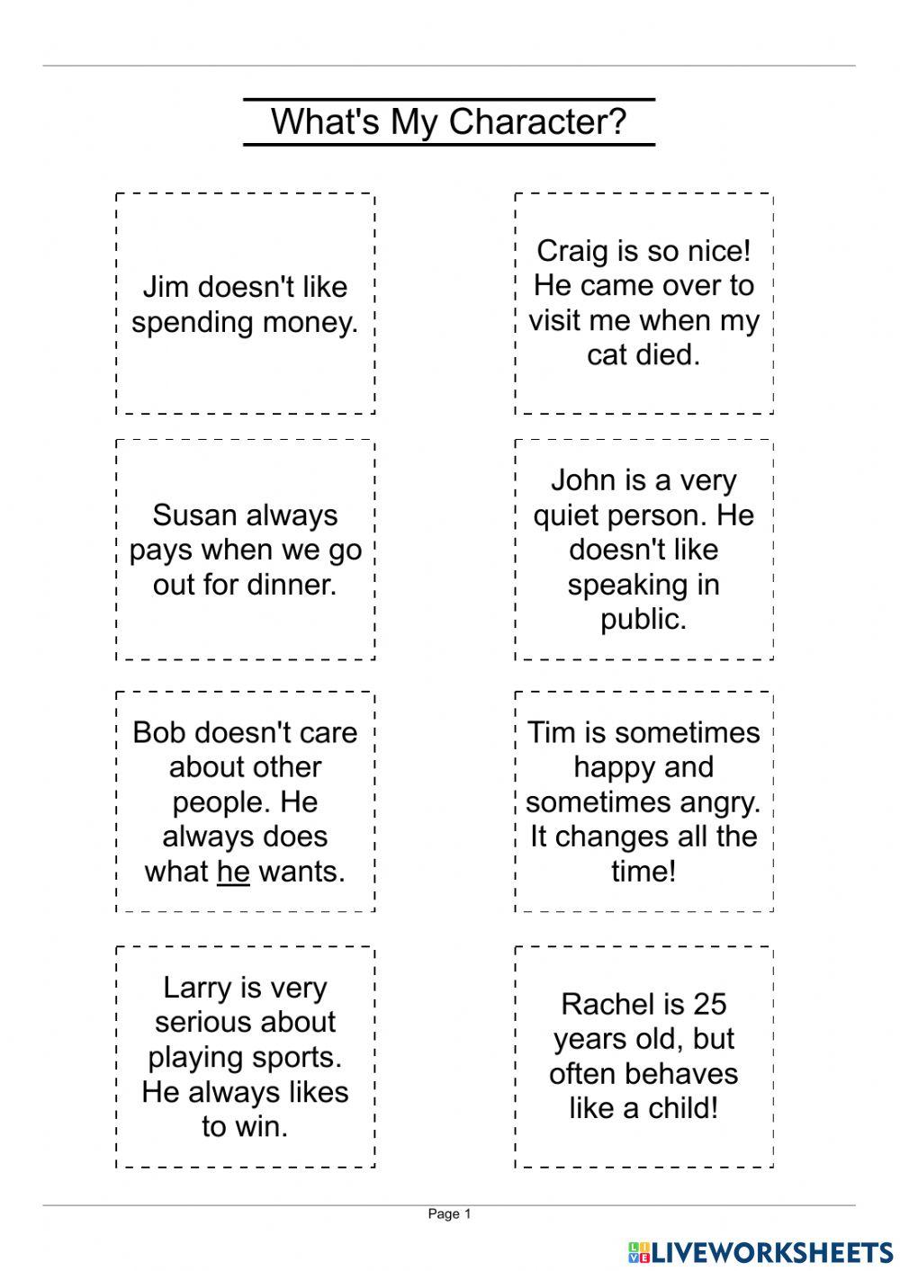 Character 6895059 | OlgaShchukina | Live Worksheets