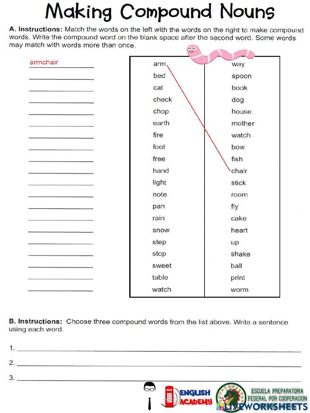 Compund nouns activity | Live Worksheets