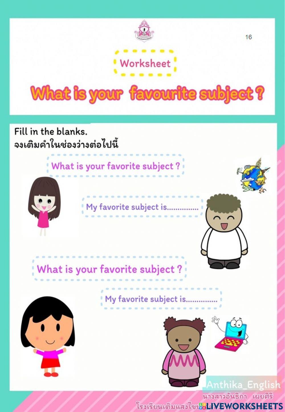 School subject online exercise for 3 | Live Worksheets