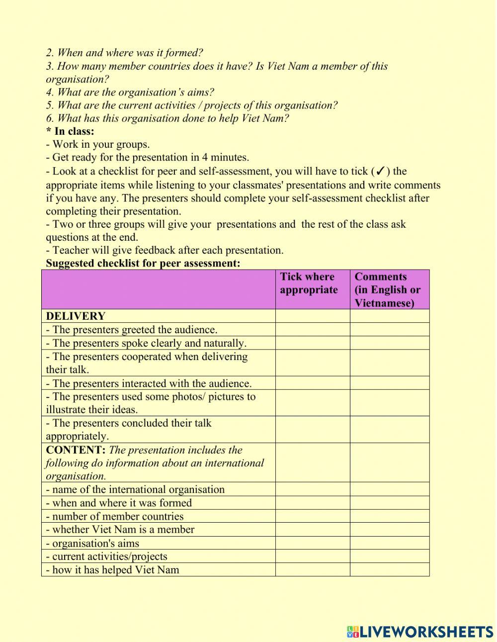 Unit 7-Looking back worksheet | Live Worksheets