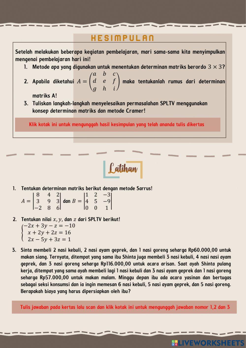 E-LKPD-2 DETERM… | Free Interactive Worksheets | 2120064