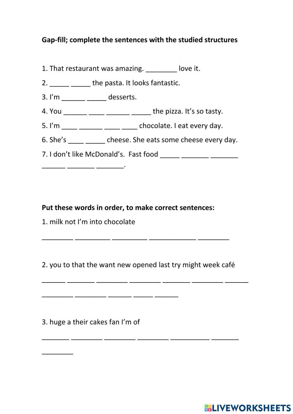 Preferences free exercise | Live Worksheets