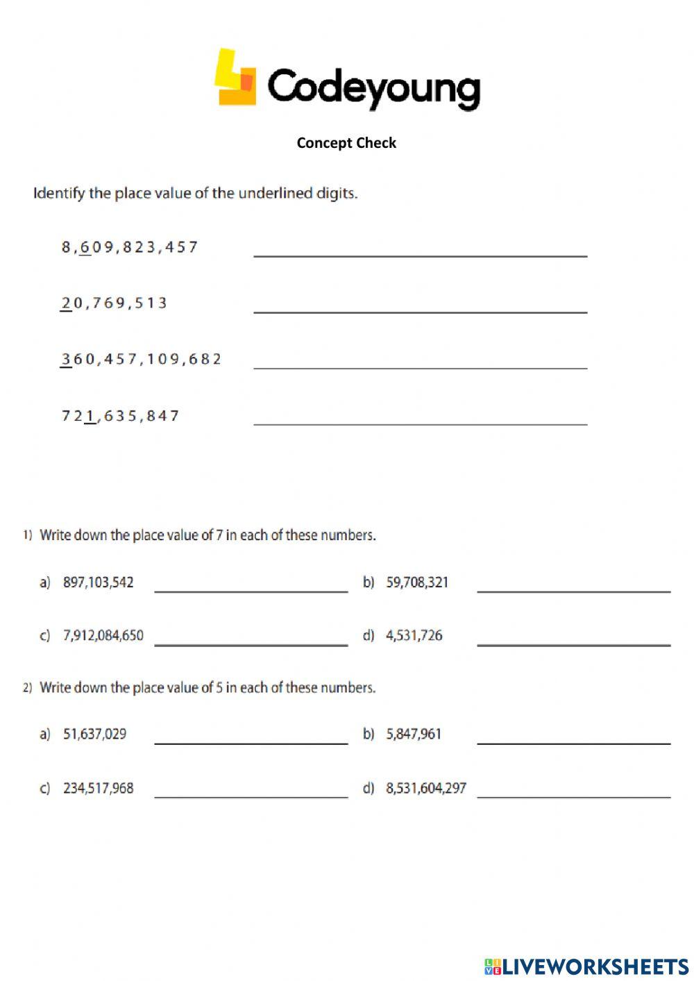 2117319 | Understanding 10 Digit numbers Concept HW