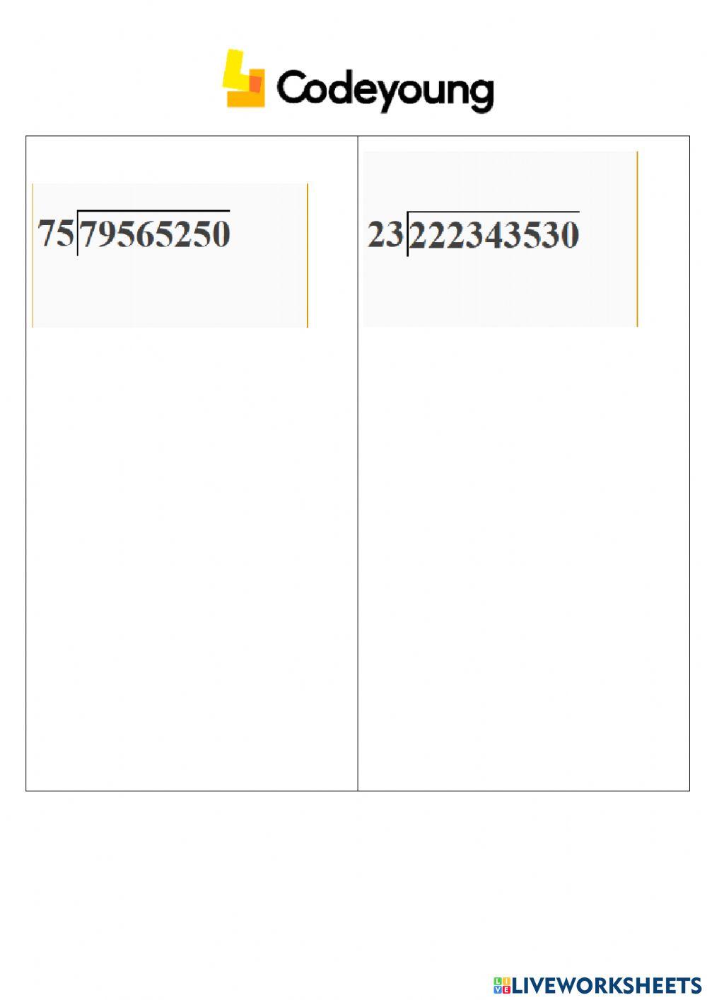 Multiplication and Division of 10-Digit Numbers Concept CW interactive ...