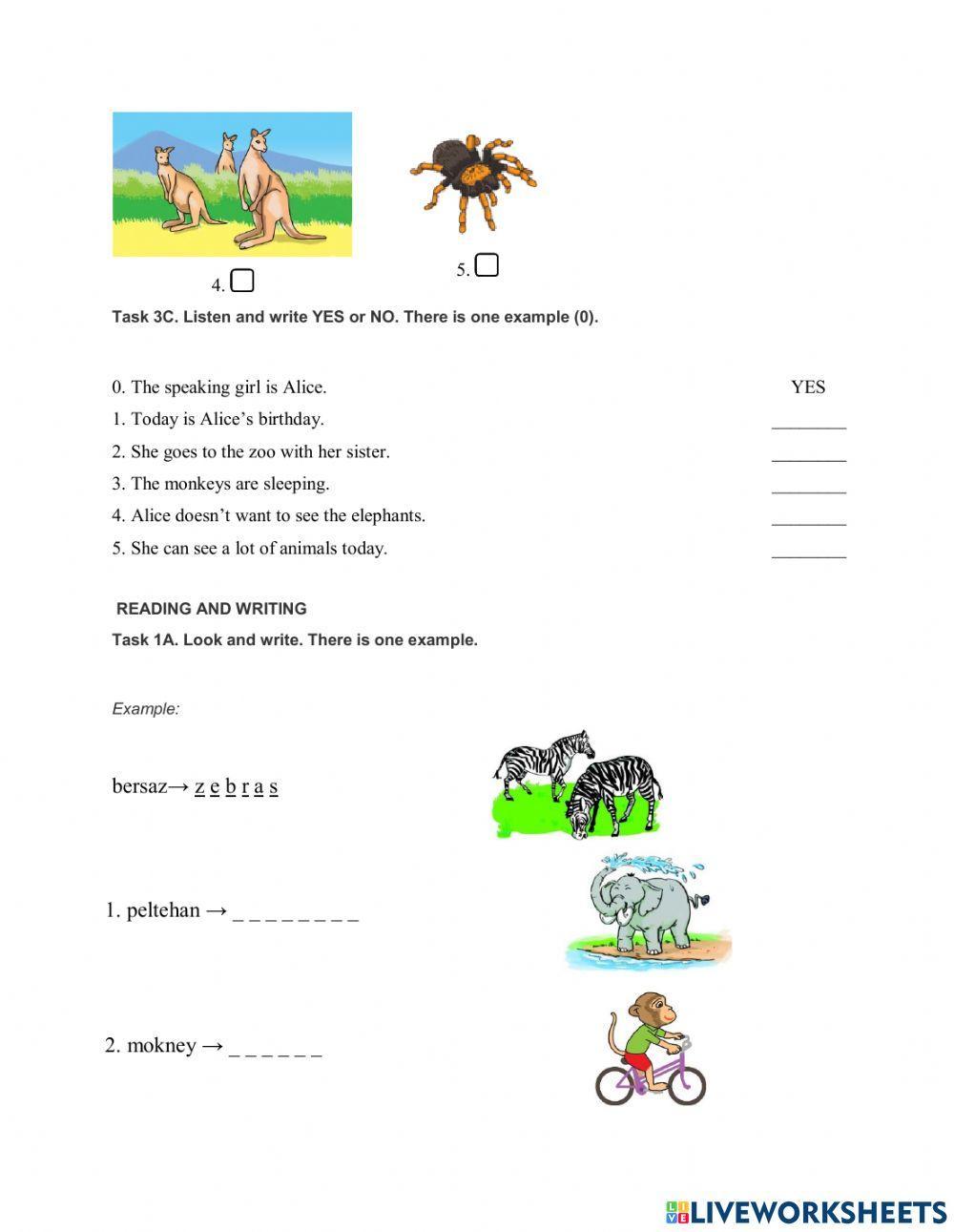 Unit 19: What animal do you want to see? worksheet | Live Worksheets