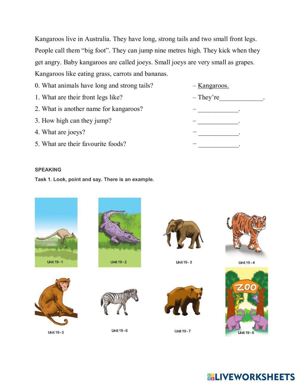 Unit 19: What animal do you want to see? worksheet | Live Worksheets