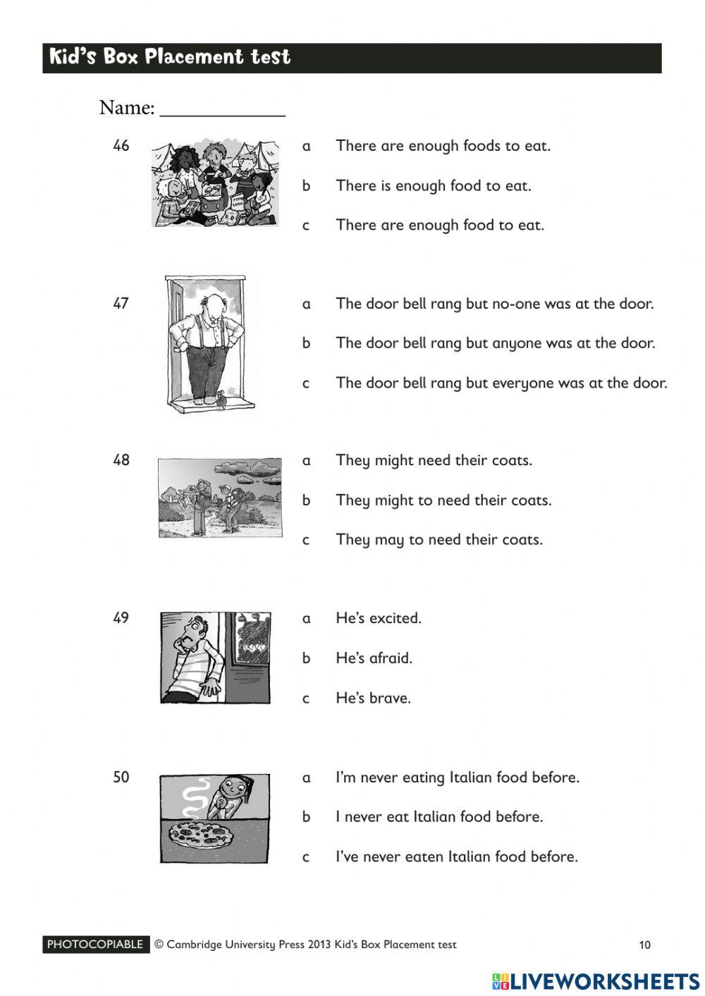 kids box placement 2 online exercise for | Live Worksheets