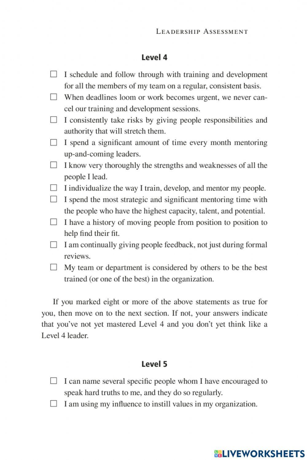 Leadership level 1 | luxiaoyu | Live Worksheets