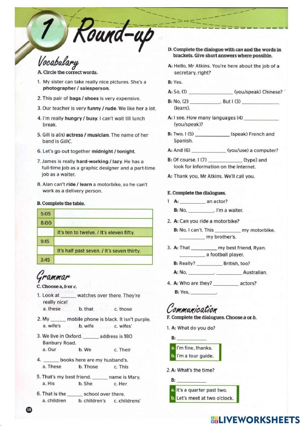 Round up A1 Destination worksheet | Live Worksheets