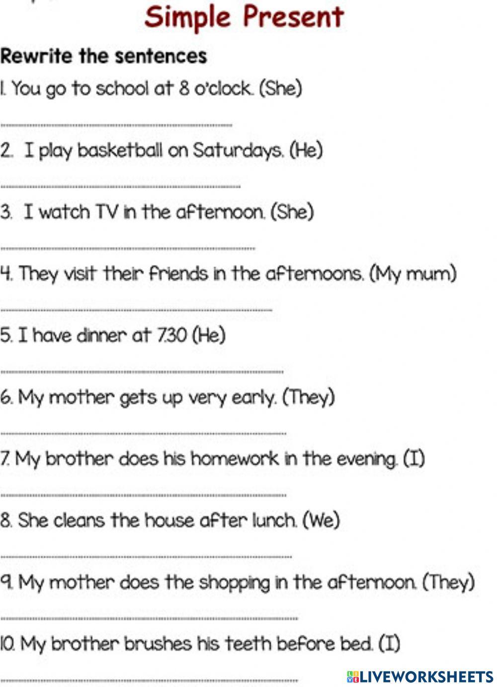 Simple present | Free Interactive Worksheets | 2117981
