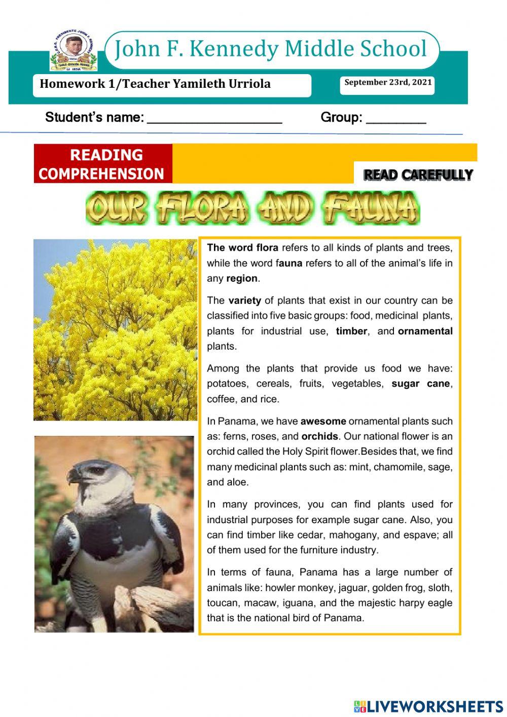 LESSON 1. FLORA… | Free Interactive Worksheets | 2118650