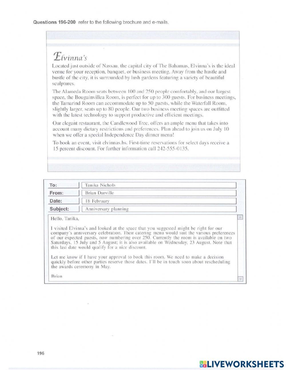 Mini-test part 7.2 worksheet | Live Worksheets