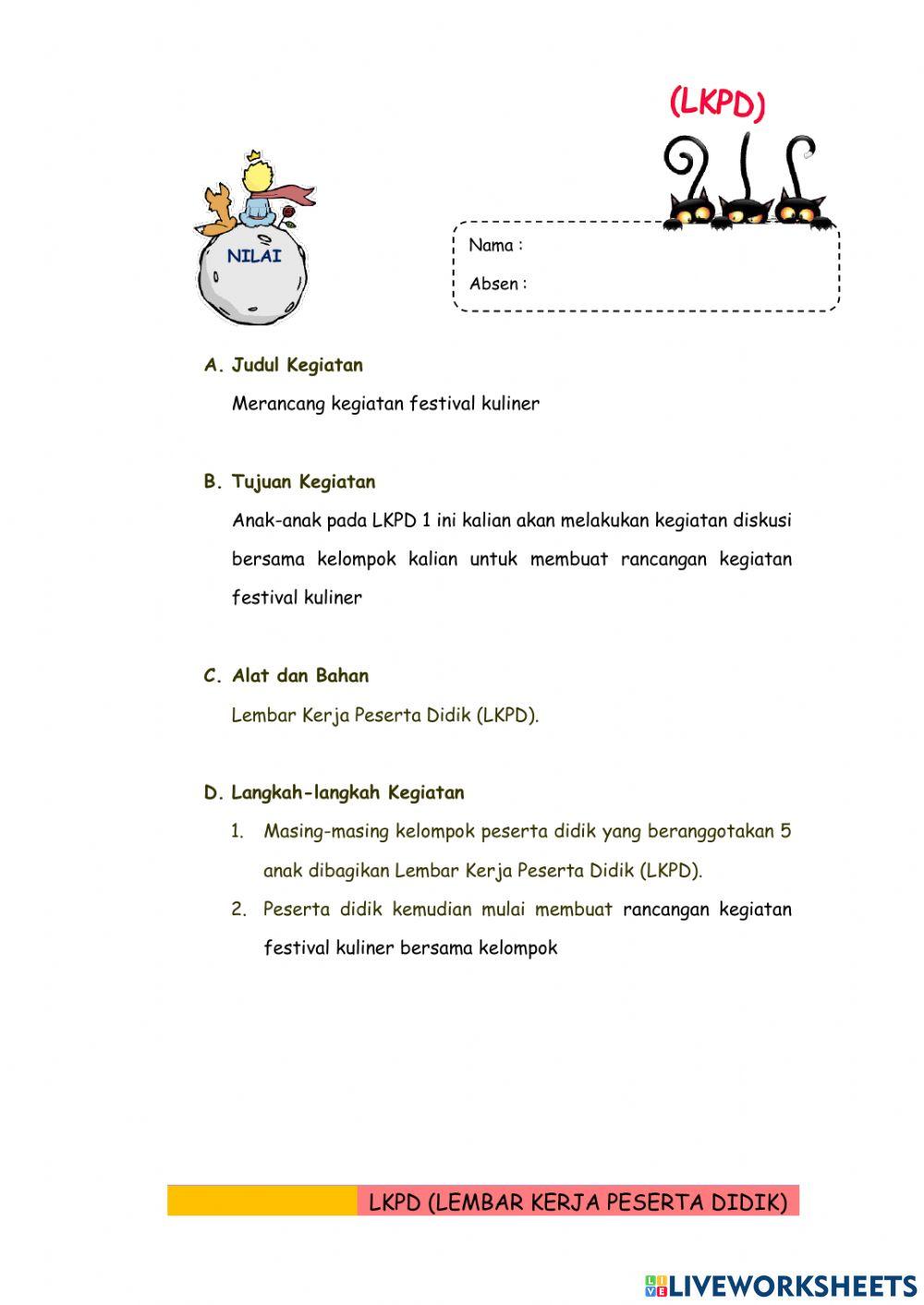 Lkpd 1 online exercise for 5 | Live Worksheets