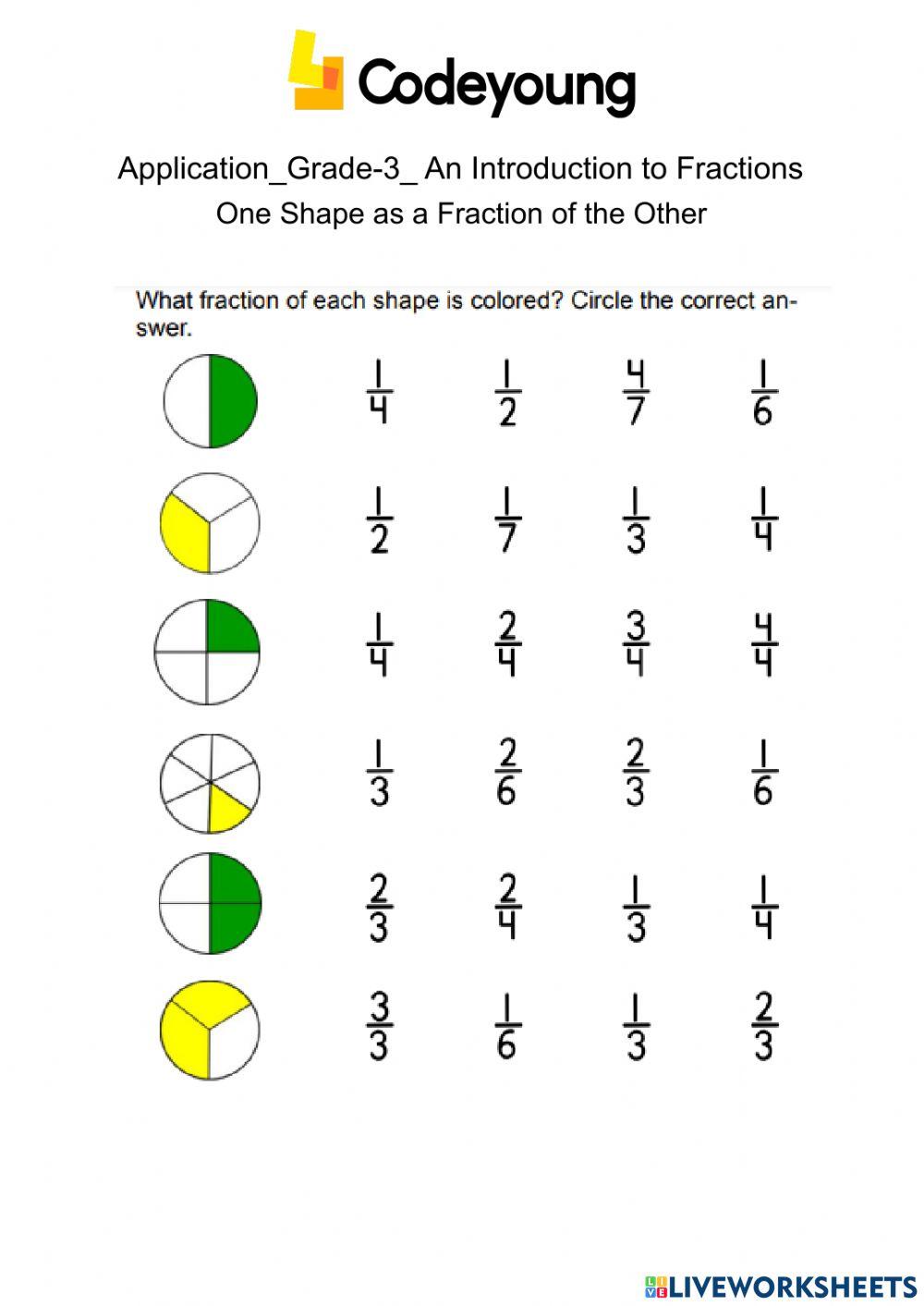 Fractions online exercise for 3 | Live Worksheets