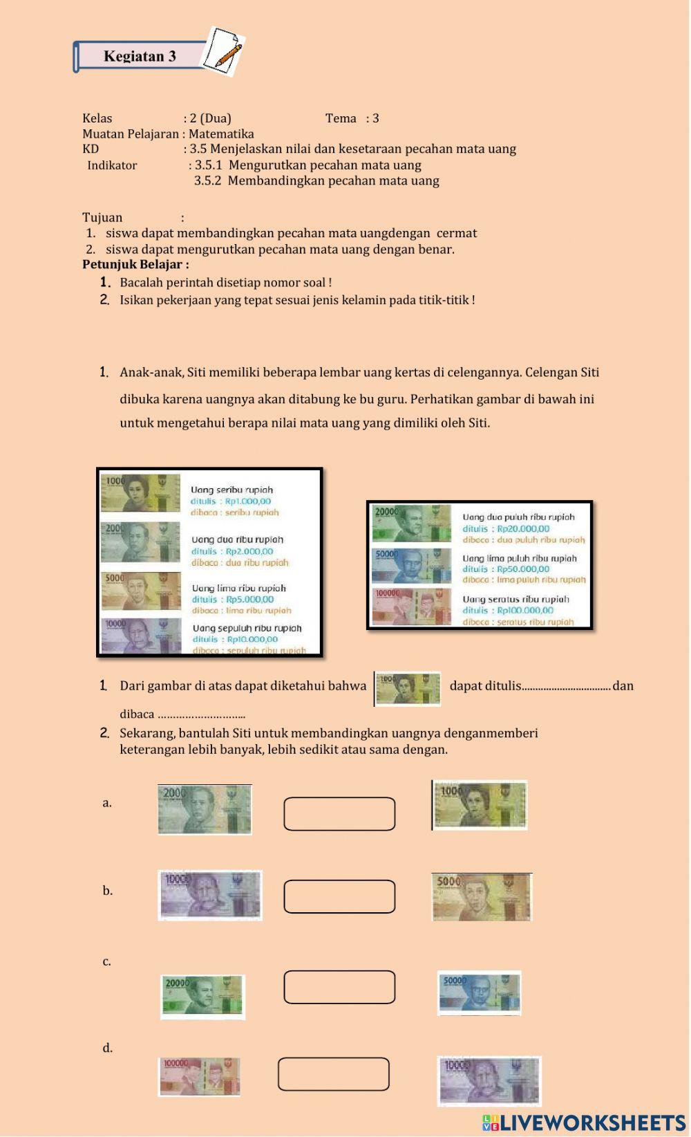 Mtk online activity for 2 | Live Worksheets