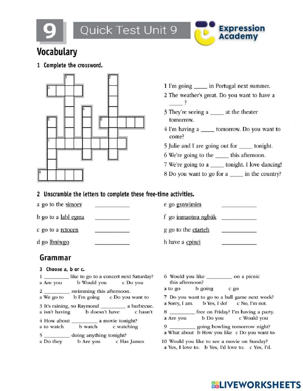 Quick 9 book 1 | Luis Rodas | Live Worksheets