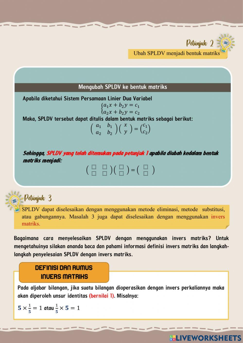 E-LKPD-3 INVERS… | Free Interactive Worksheets | 2120071