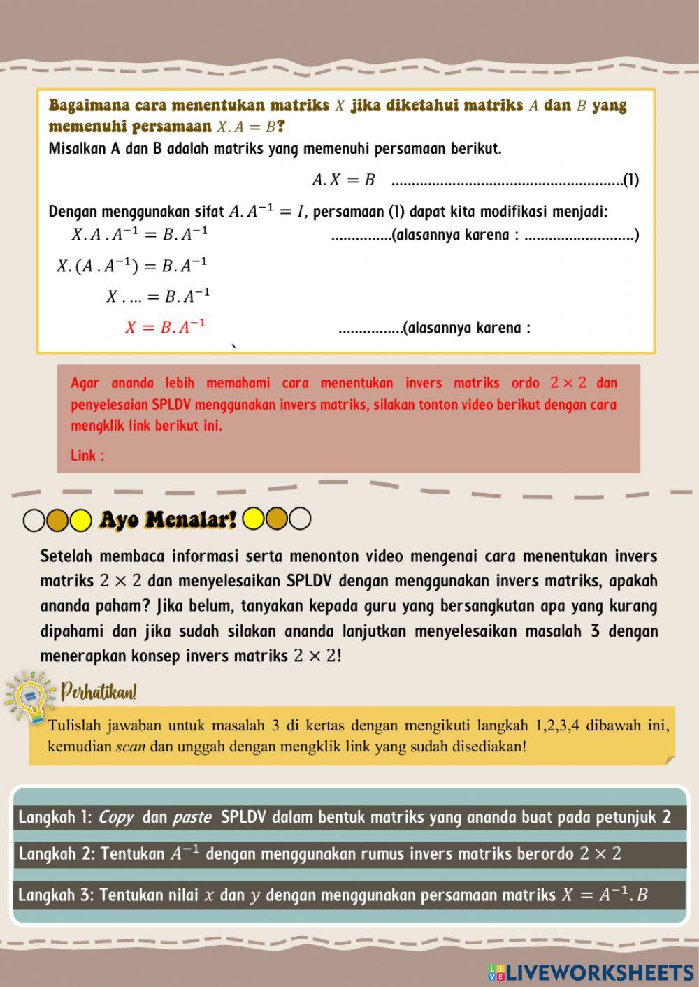 E-LKPD-3 INVERS… | Free Interactive Worksheets | 2120071