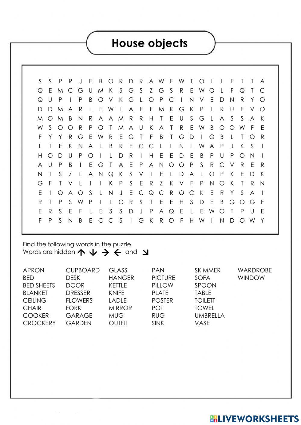 House objects interactive exercise for grade 6 | Live Worksheets