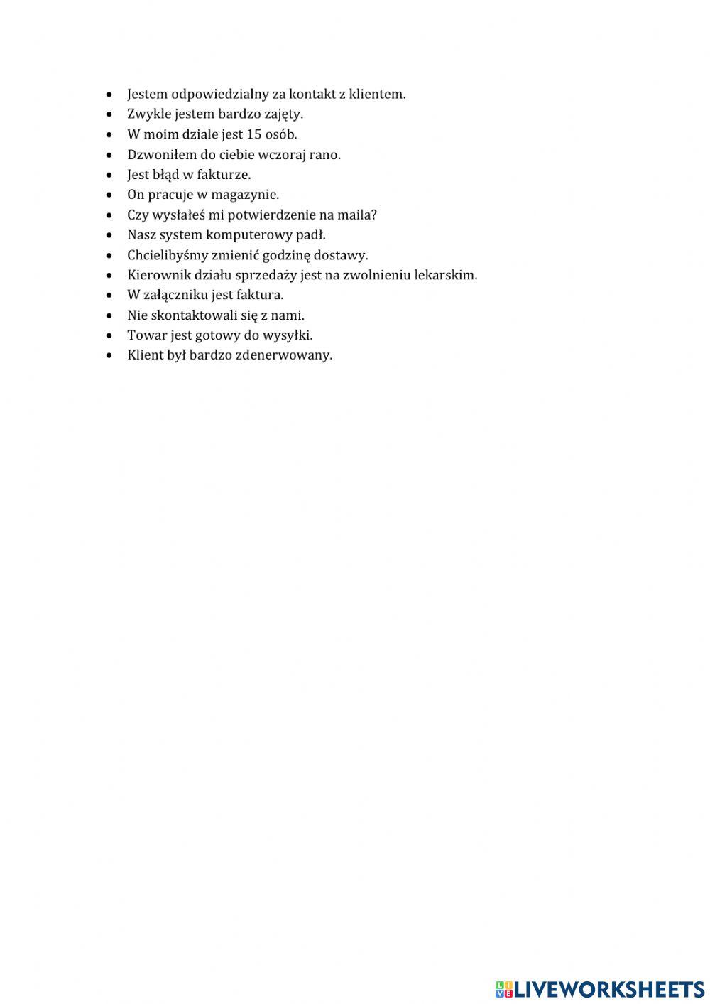 Customer Service online exercise | Live Worksheets