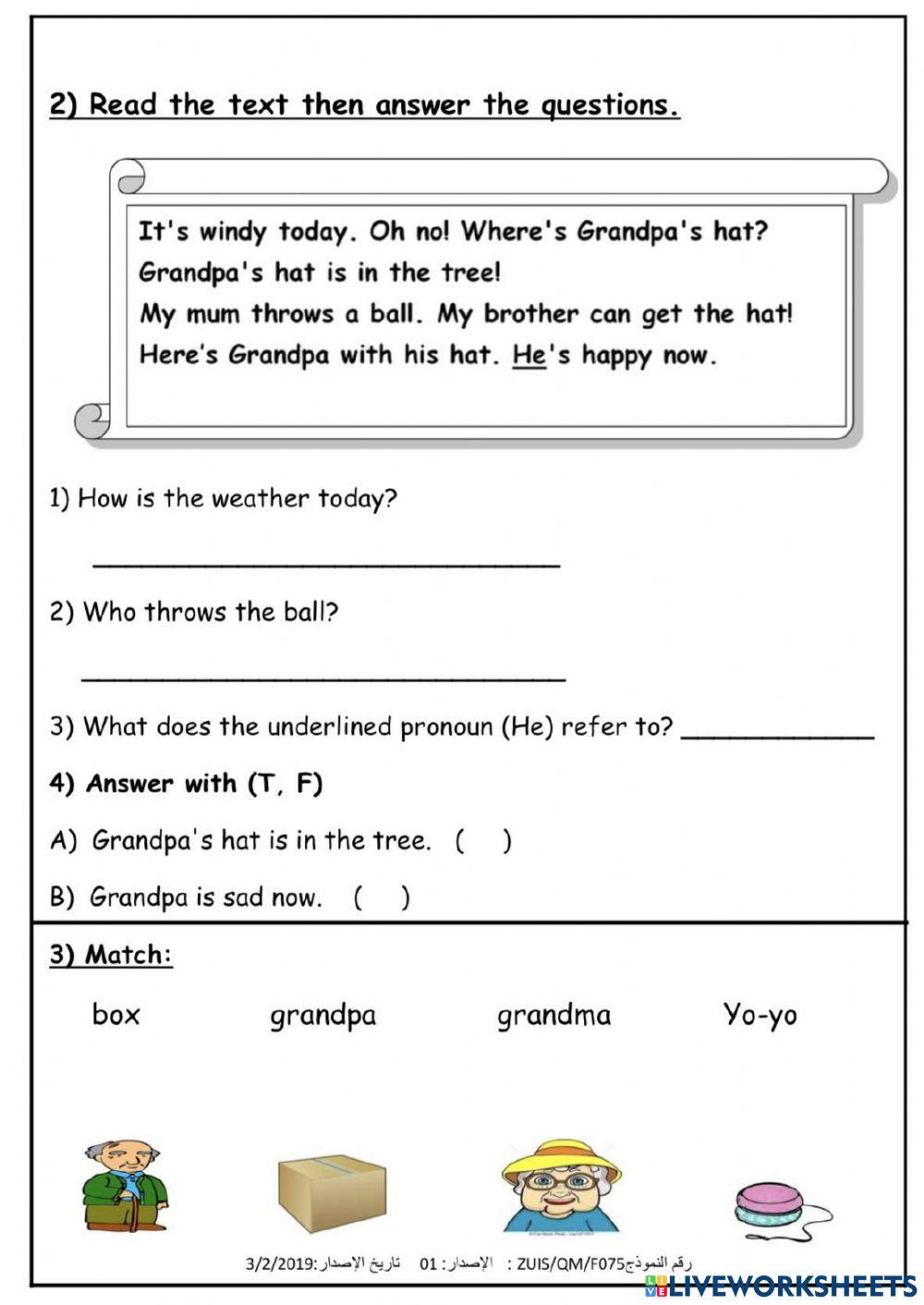 English online exercise for 1st grade | Live Worksheets