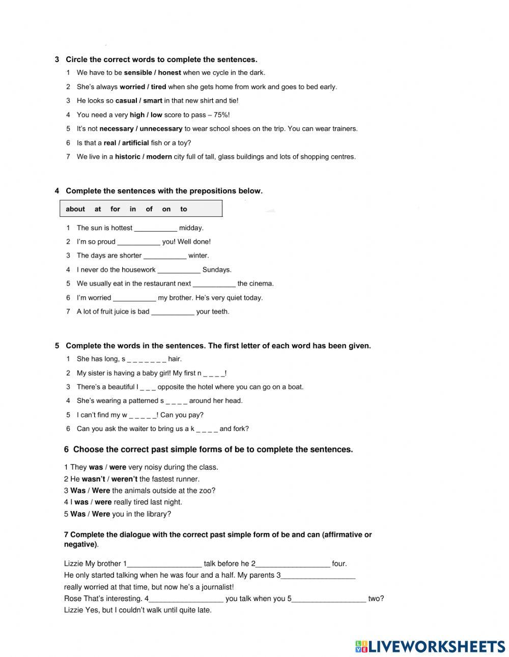 Review Test online exercise for elementary | Live Worksheets