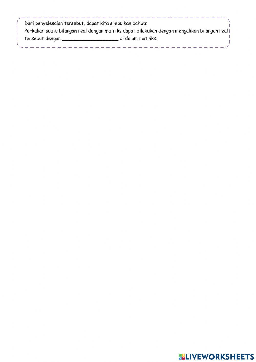 LKPD Operasi Matriks online exercise for | Live Worksheets