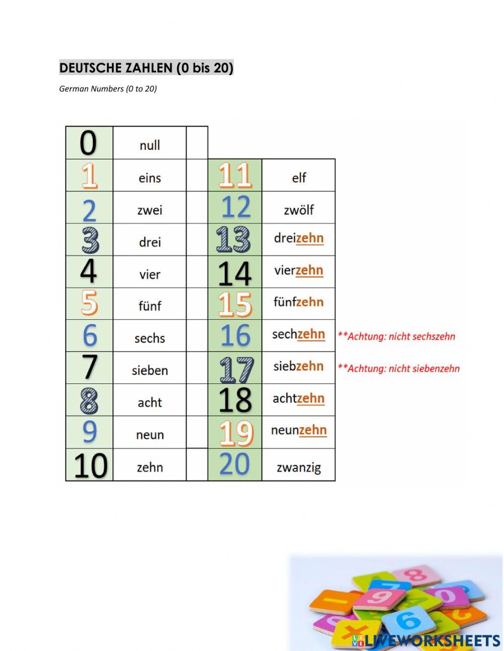 2119152 | Deutsche Zahlen (0 bis 20) | wigbertjohncee