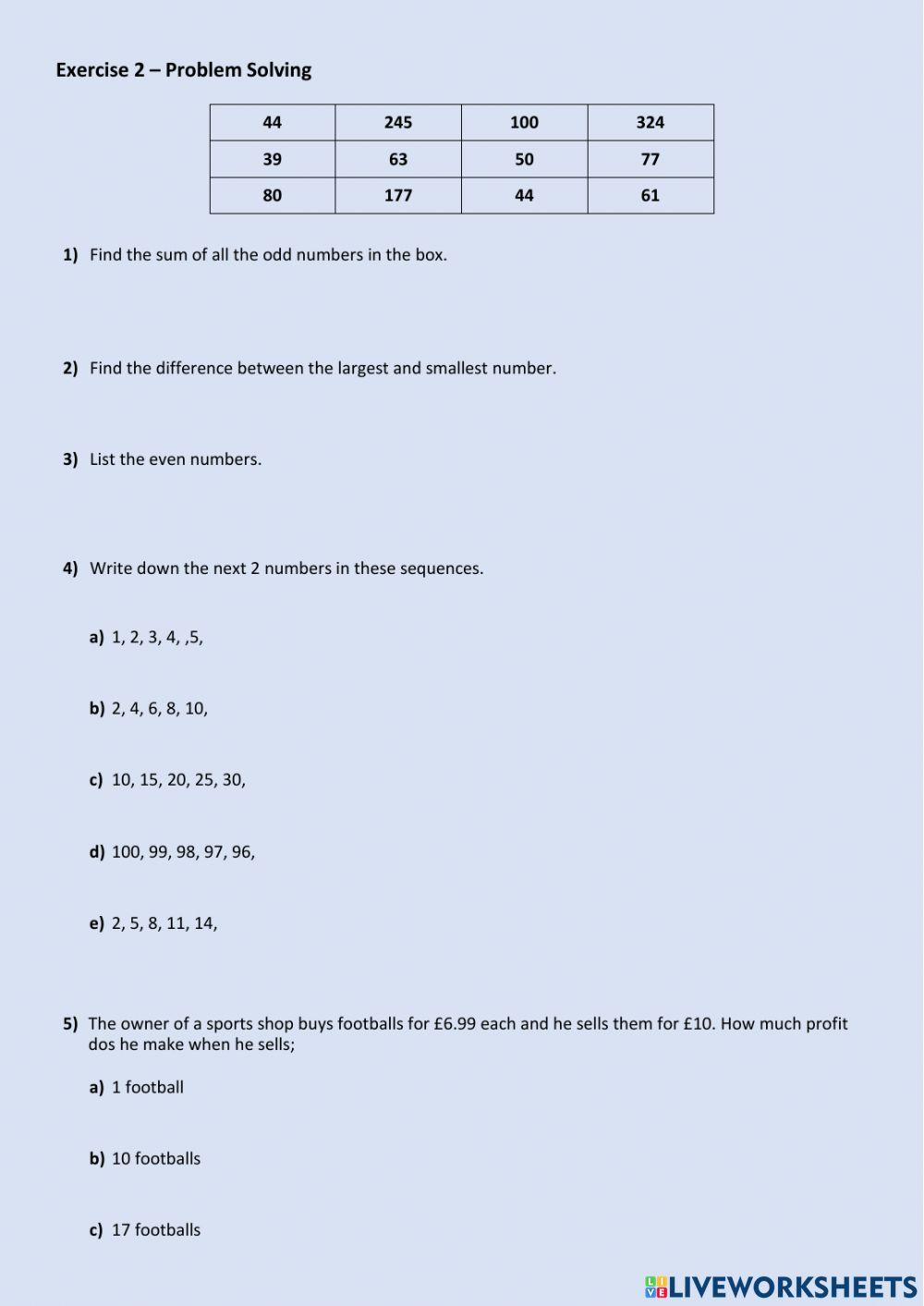 L3 Numeracy Page 2 worksheet | Live Worksheets