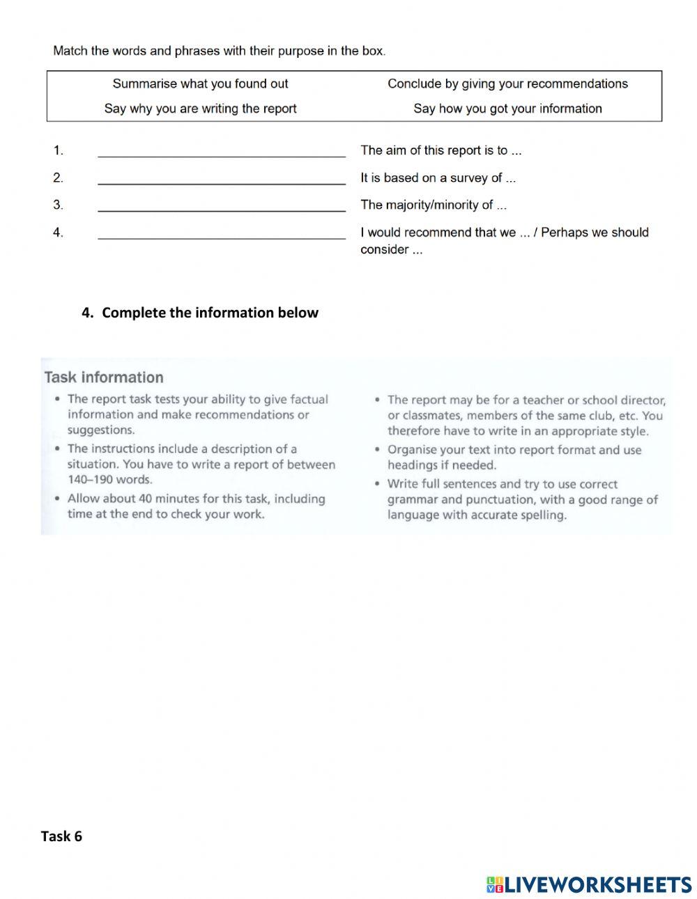 First Expert-Module7-write a report worksheet | Live Worksheets