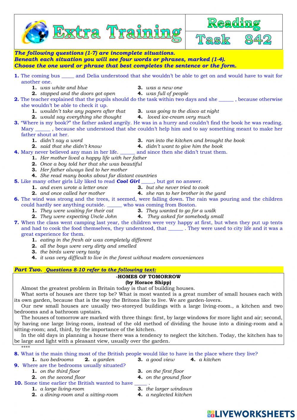 Extra Training 842 worksheet | Live Worksheets