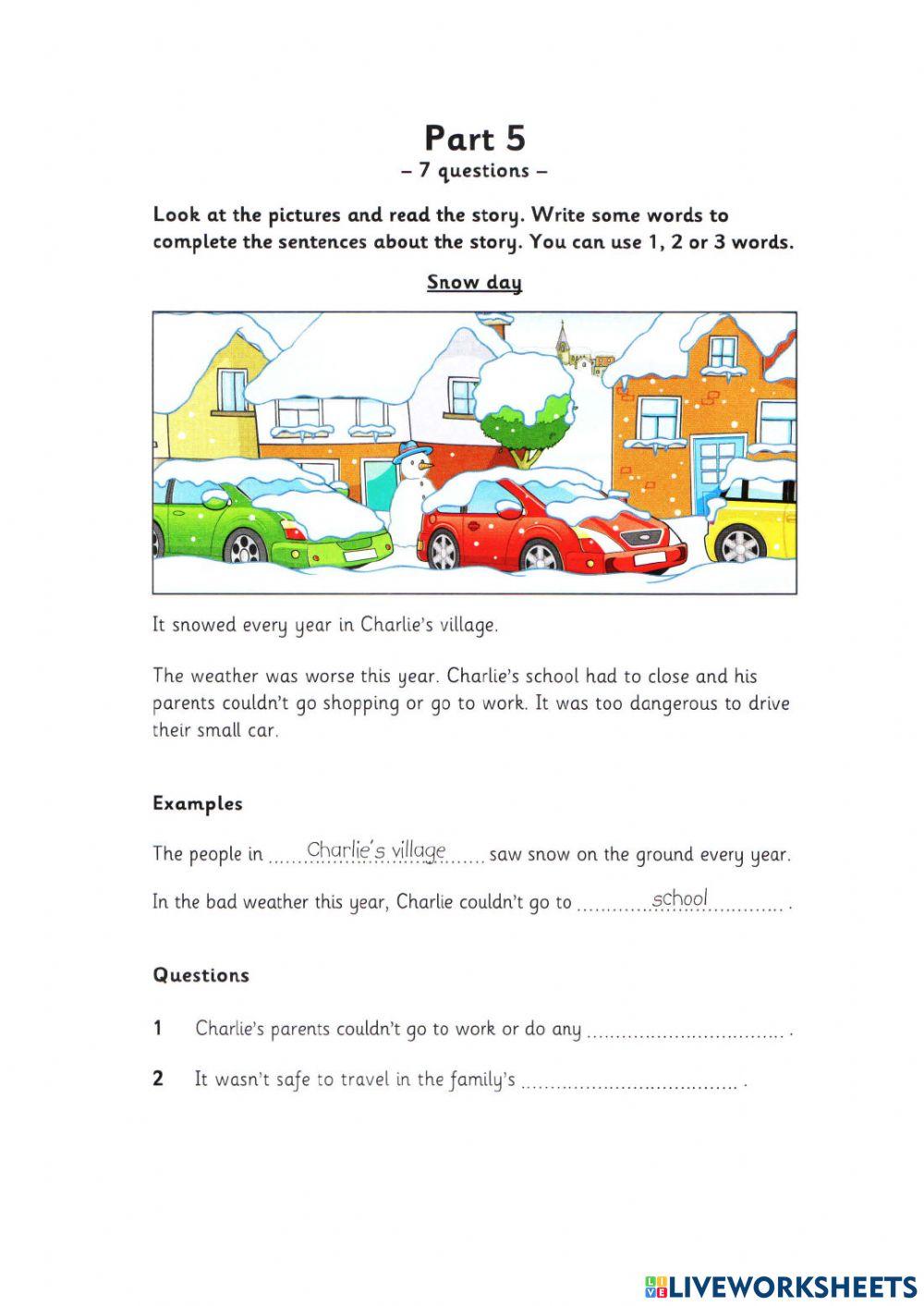 MOVERS 2 MỚI- TEST1-READING AND WRITING online exercise for | Live ...