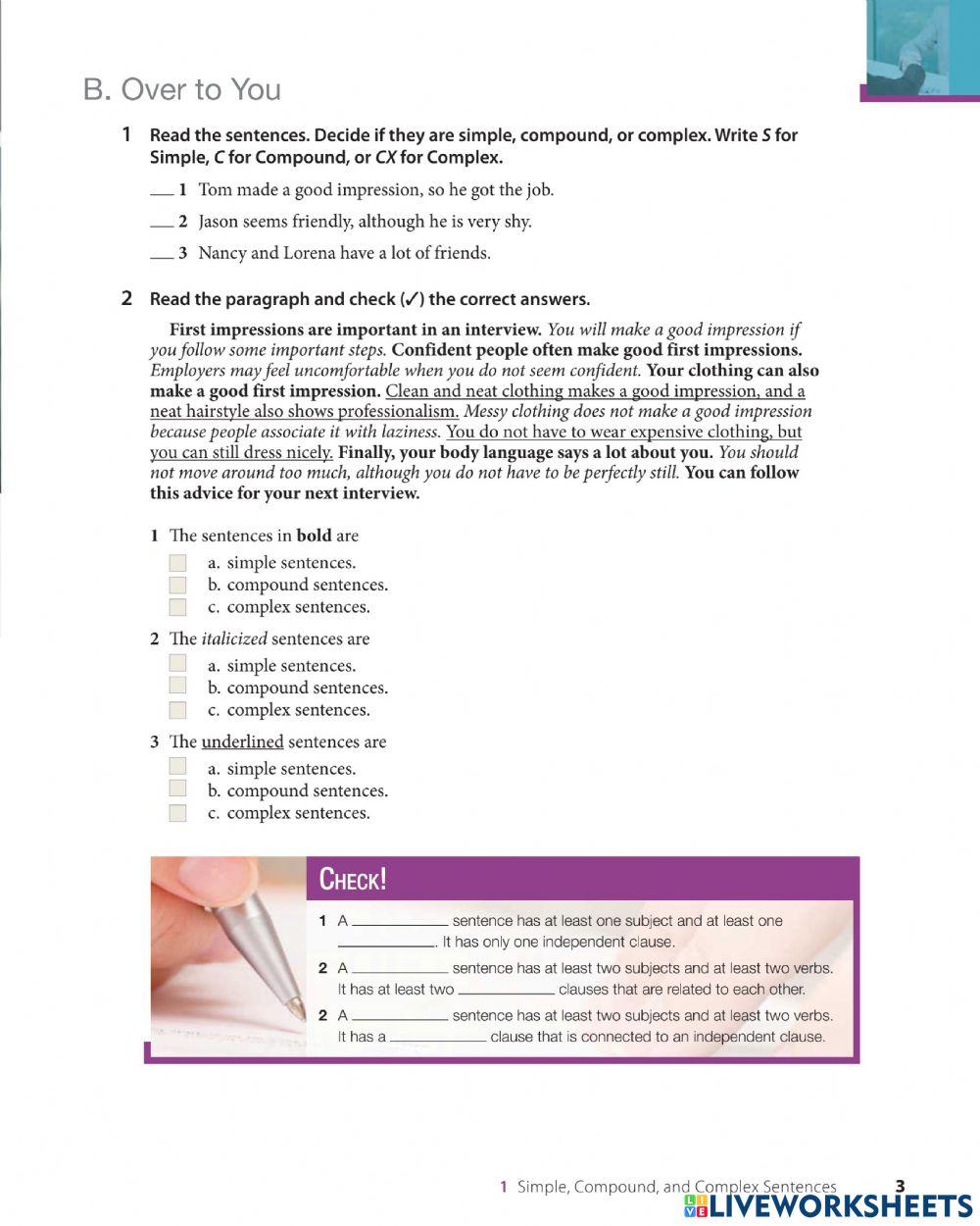 skill 1 online exercise for | Live Worksheets