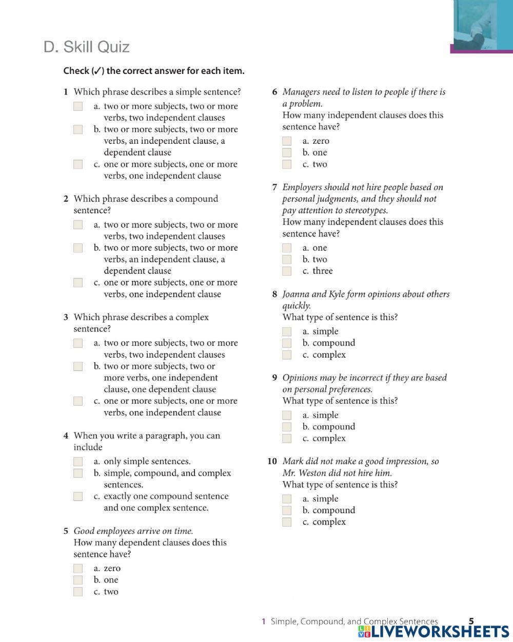 skill 1 online exercise for | Live Worksheets